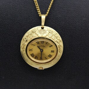 BULER 17 Jewels SWISS Made Ladies Mechanical Gold Colour Watch Pendant ...