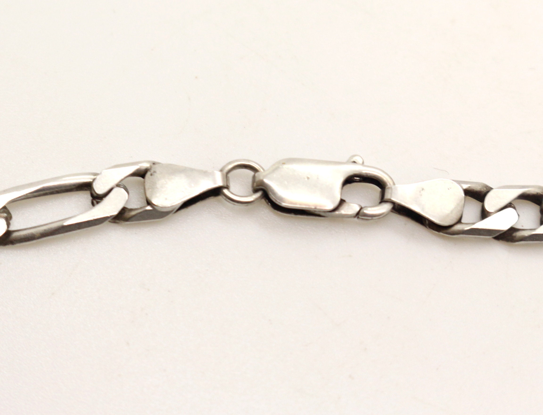 Real Sterling Silver Figaro Link Chain Necklace 22inch Long | Etsy