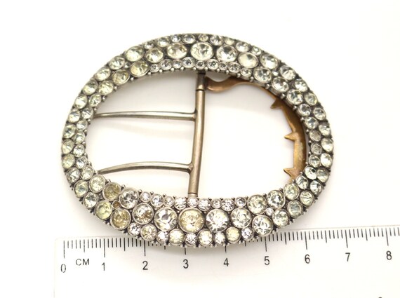 Antique Coin Silver 900 Grade Paste Stones Oval Large… - Gem