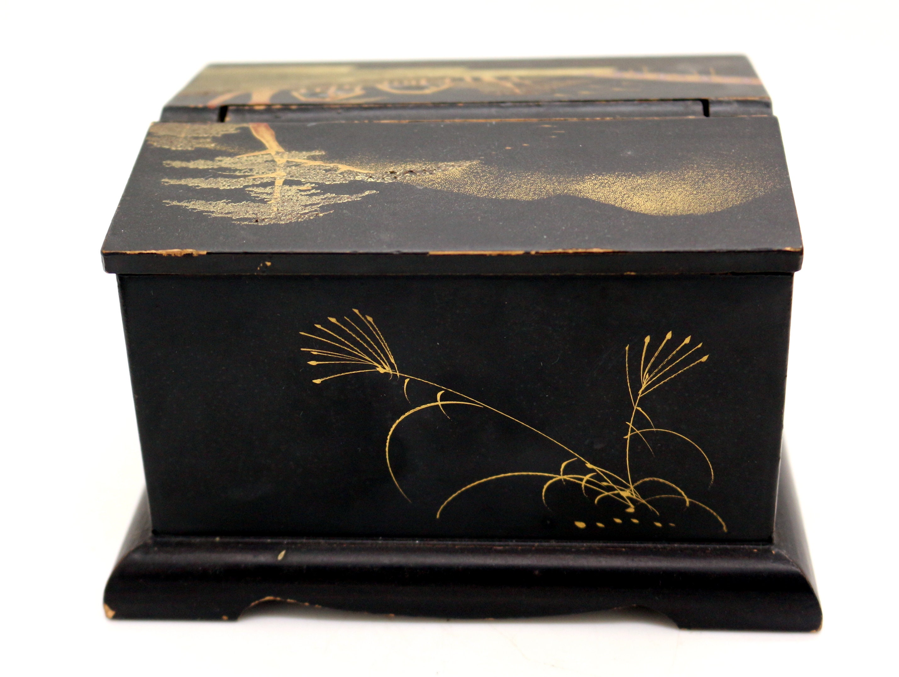 Japanese Black Lacquer Wooden Cigarette Dispenser Box Case | Etsy