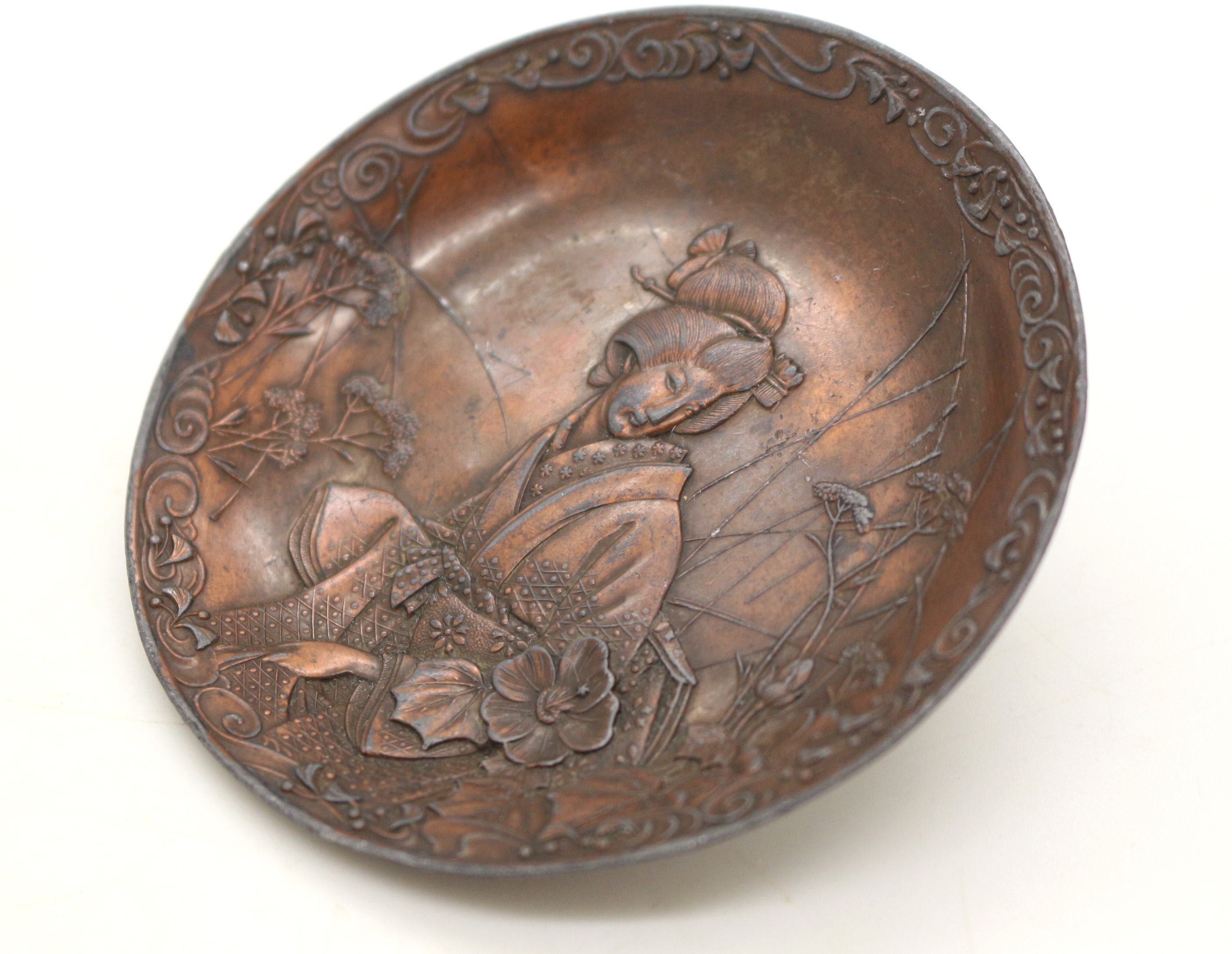 Japanese Geisha Metal Ring Pin Dish Coaster Asian VIntage | Etsy