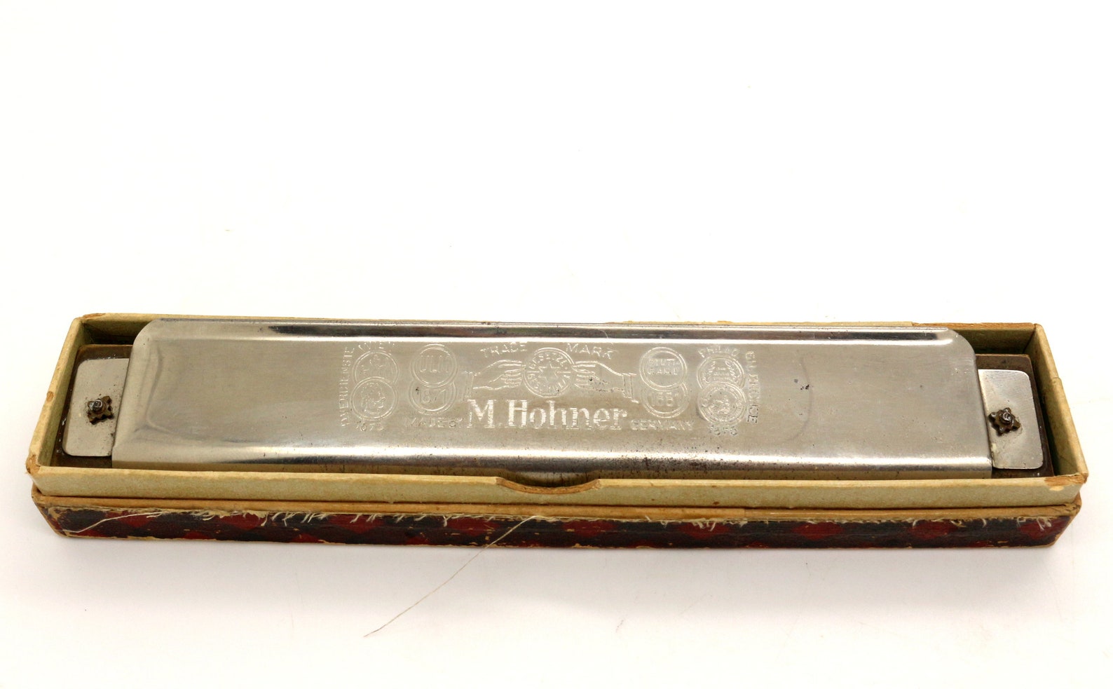 Antique M.hohner ECHO Bell Metal Reeds C Real Brass Plate Harmonica ...
