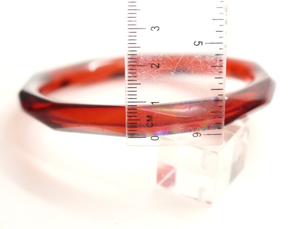 Art Deco CHERRY Red Bakelite Transparent Faceted Bang… - Gem