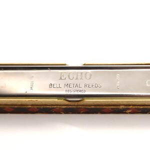 Antique M.hohner ECHO Bell Metal Reeds C Real Brass Plate Harmonica ...