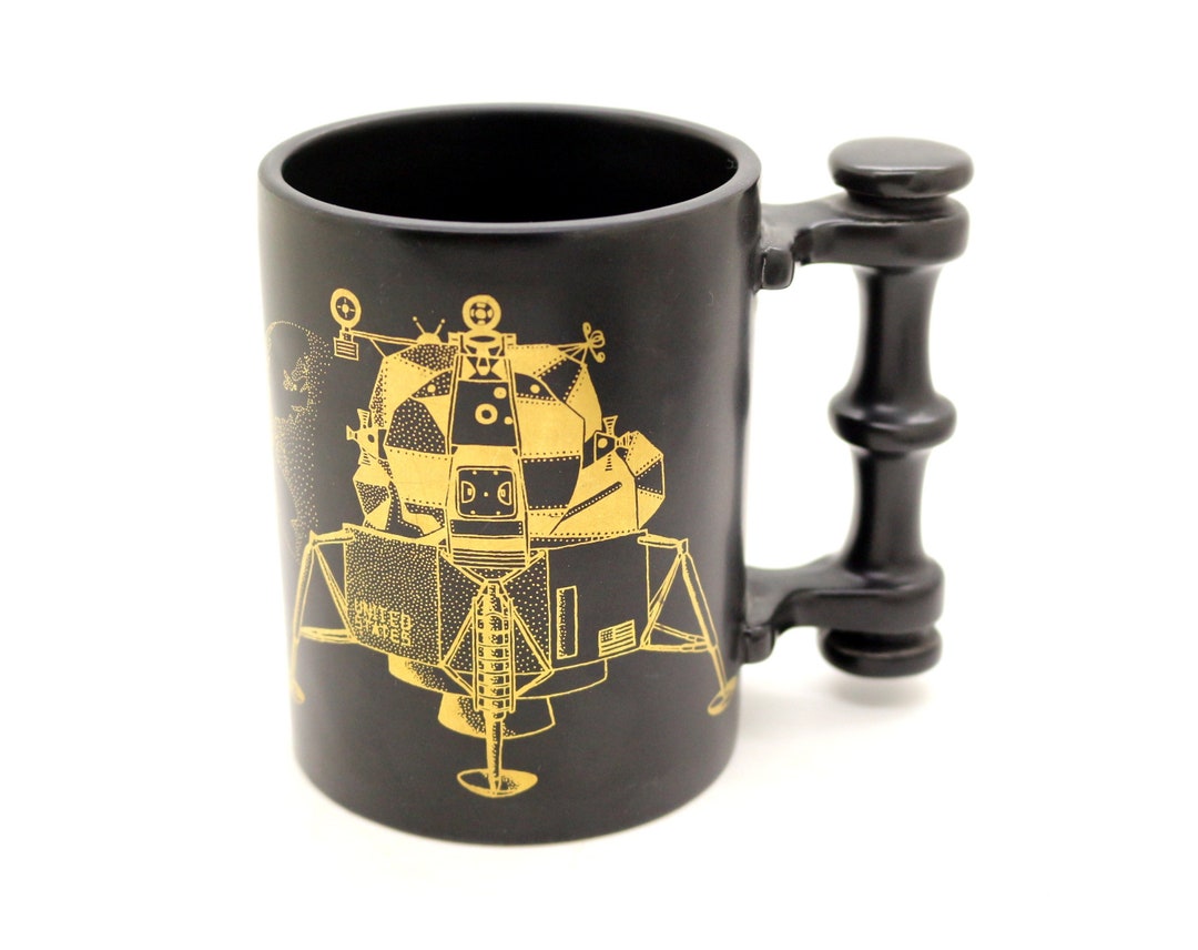 PORTMEIRION Apollo-11 by John Cuffley Black Mug Vintage Made in England ...