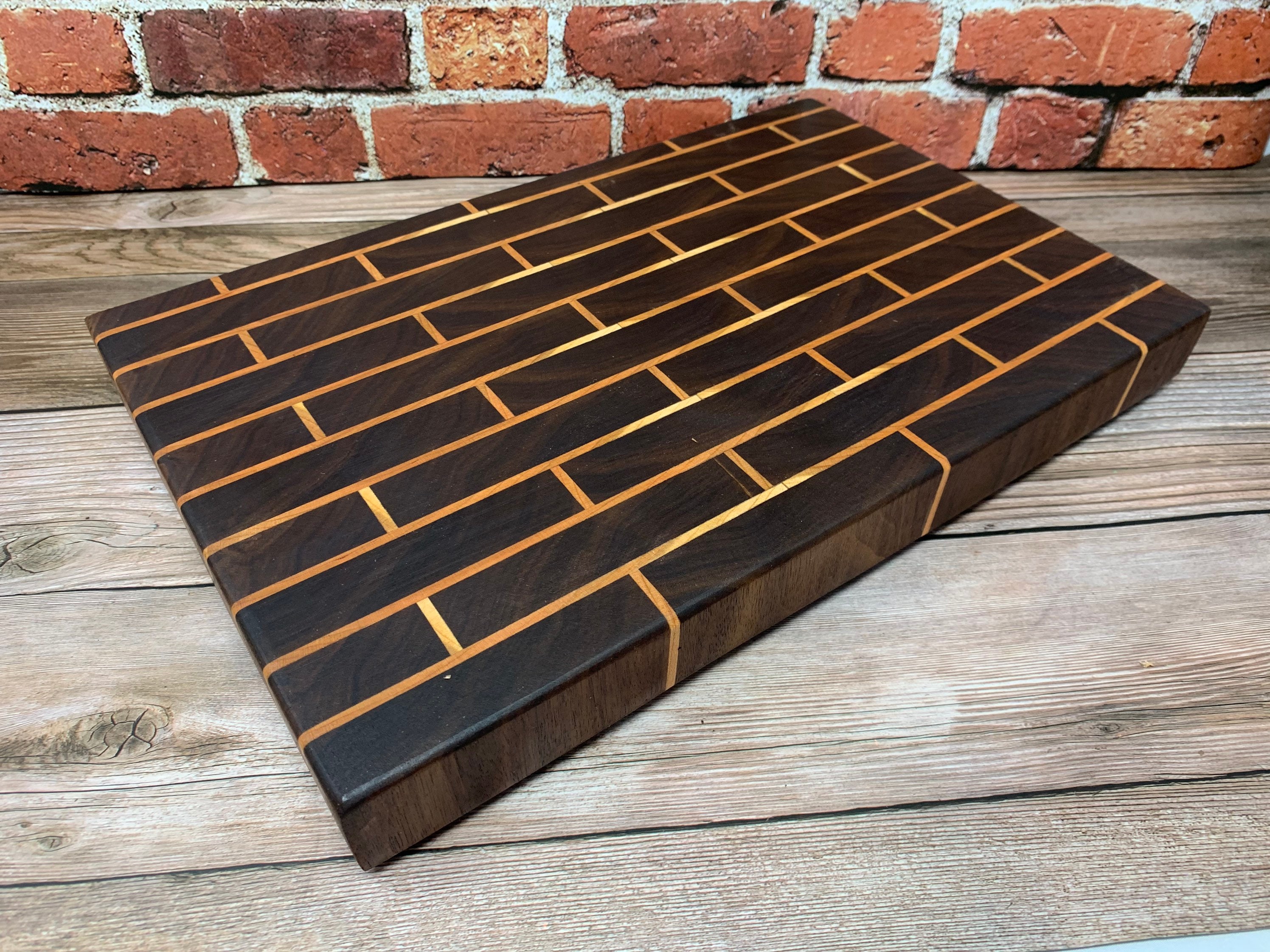 Walnut and Cherry Brick Cutting Board 2 - Etsy