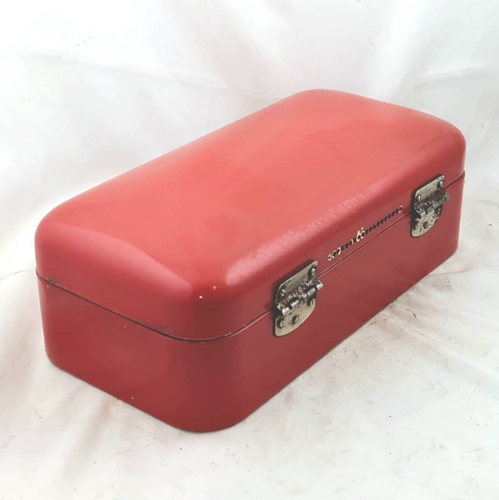 Enamel BREAD BOX Dutch Enamelware Breadbox Large Red Boite a Pain ...