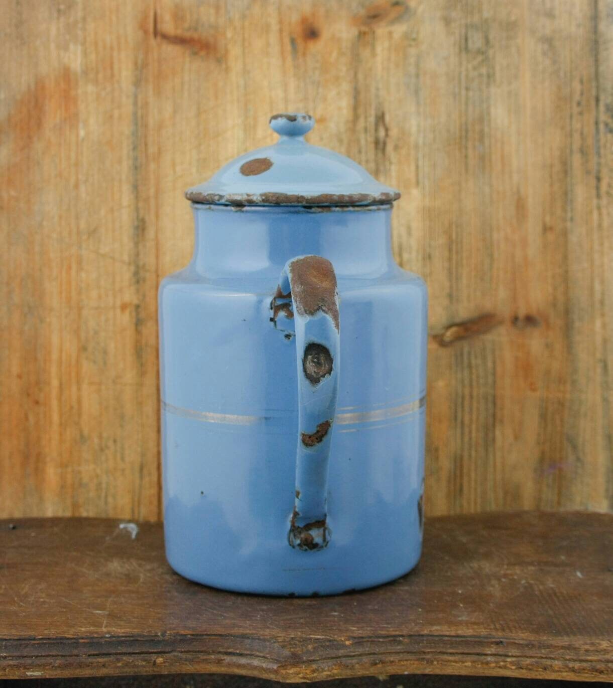 Vintage Enamel COFFEE POT Can Enamelware Tea pot Blue | Etsy