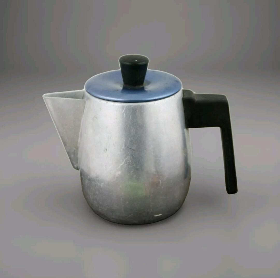 Vintage Dutch COFFEE POT Aluminum Water Kettle Blue Tea Pot Blue Lid ...