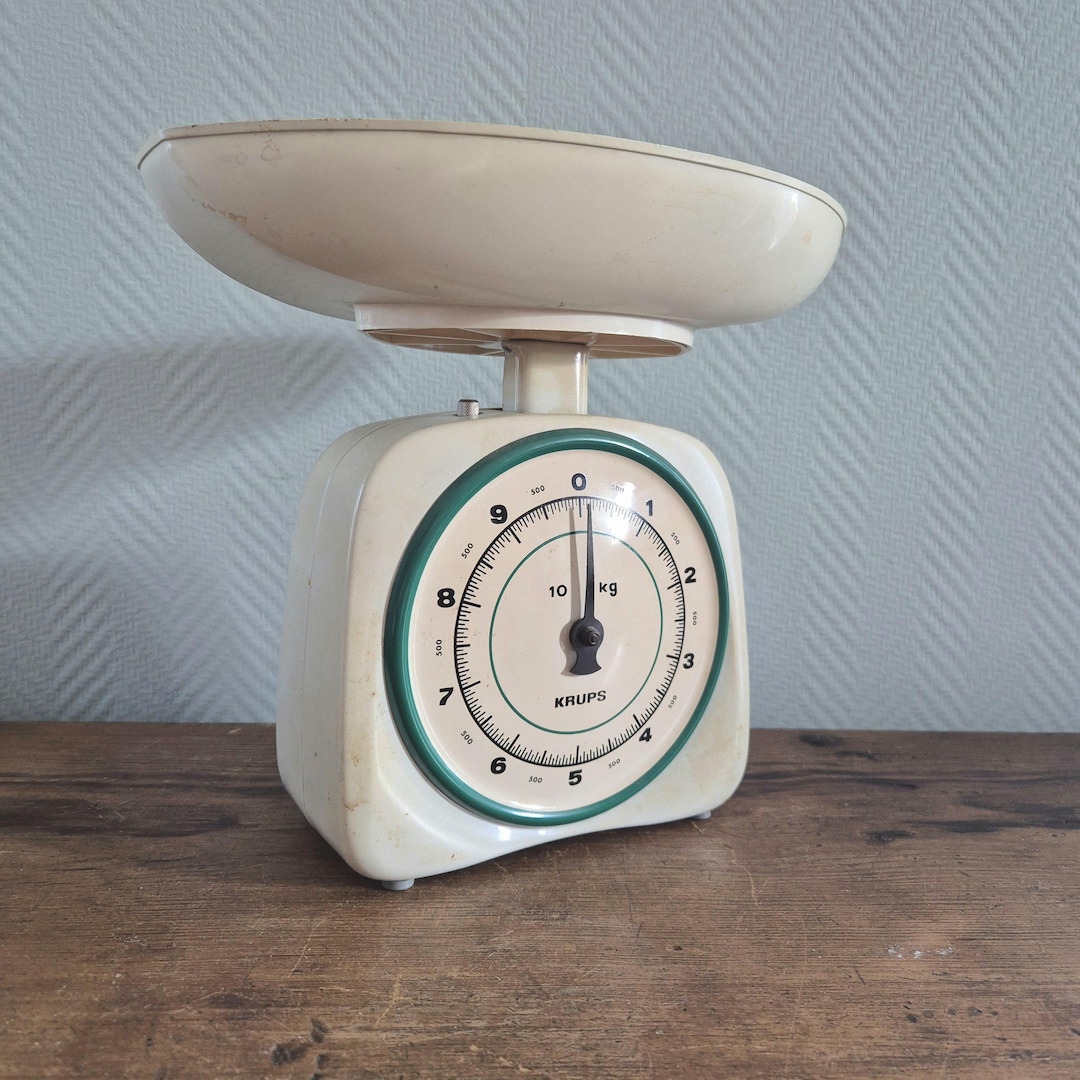 Vintage Krups Kitchen Dial Scale Offwhite Metal Base Plastic Top ...