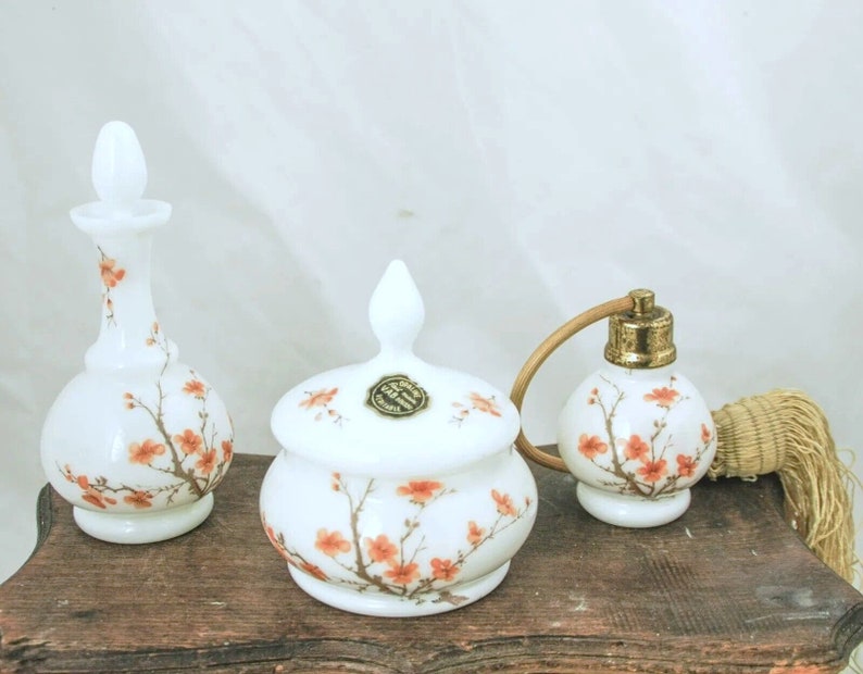 Vtg OPALINE Vanity Set VAB BOUSSU Toilette Set Perfume Bottle, Atomizer ...