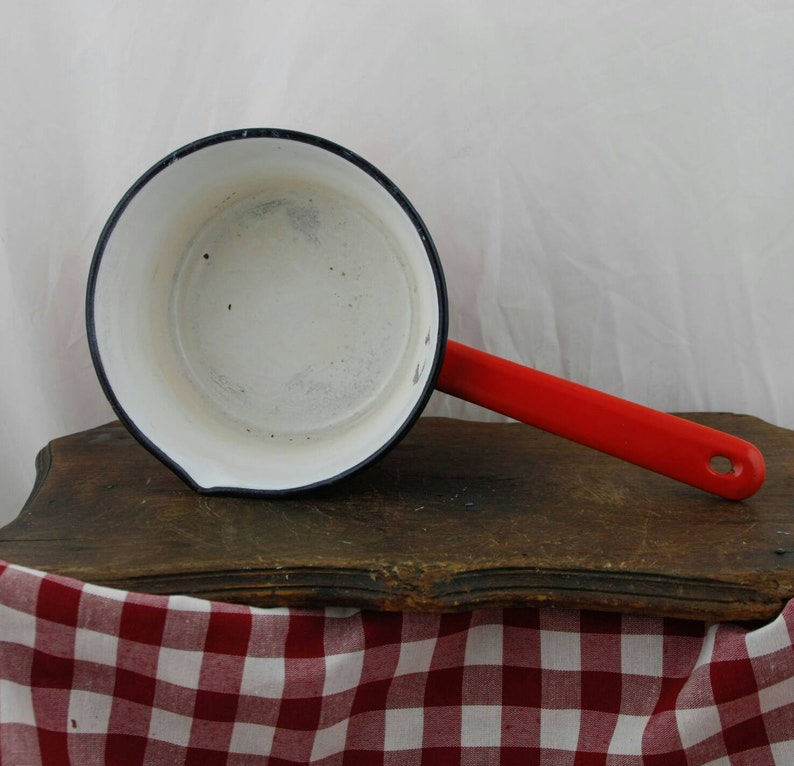Vintage Enamelware Cooking Pan Red Enamel Cooker Emaille | Etsy