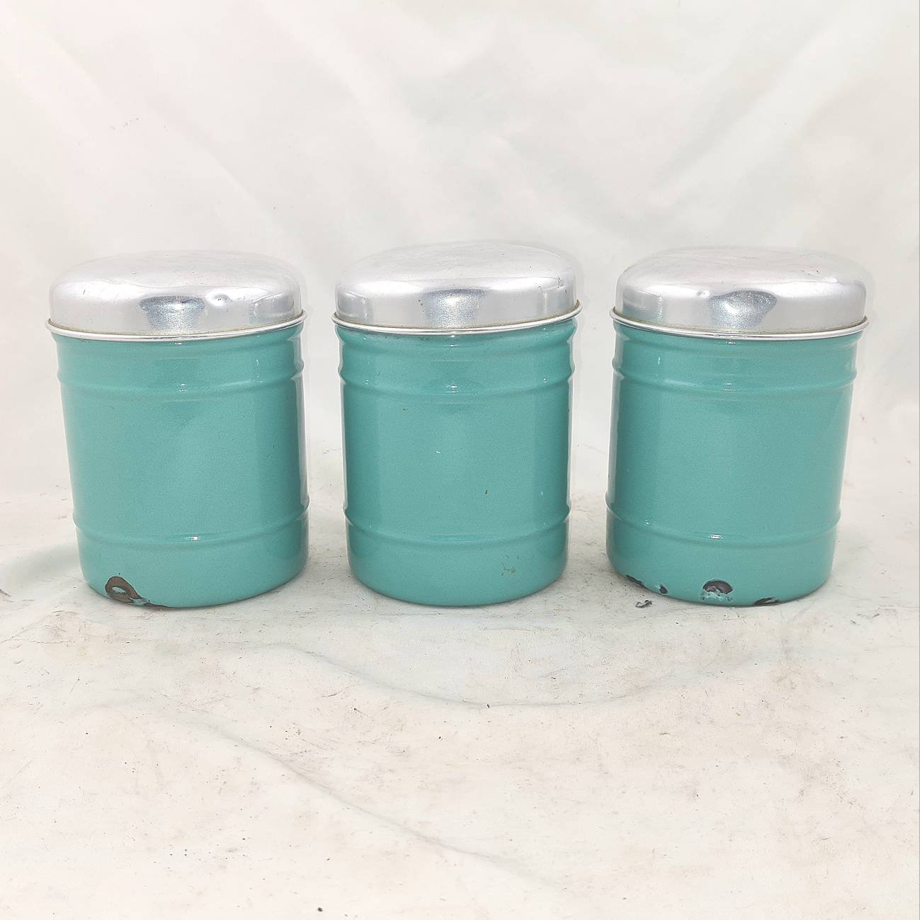 Vintage CANISTER SET Enamelware Coffee Sugar Tea Enamel - Etsy