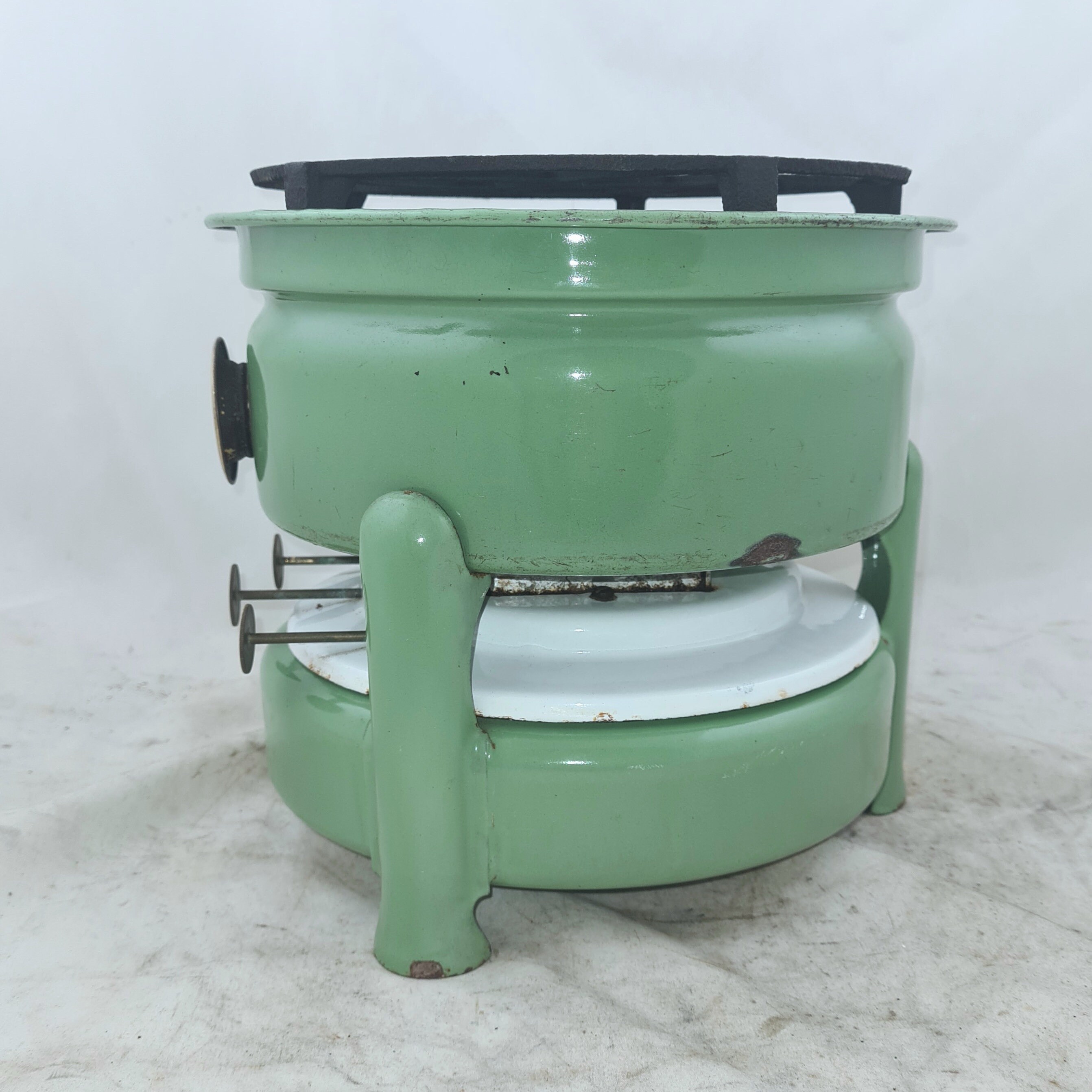 Vtg. Enamelware Stove Kerosene 3-wick Enamel Camping Cooker Paraffin ...
