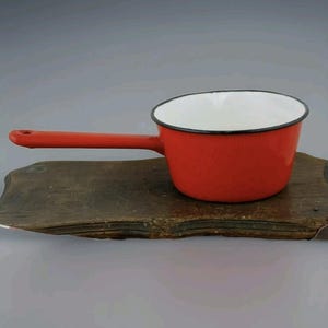 Vintage Enamelware Cooking Pan Red Enamel Cooker Enamel Saucepan - Etsy