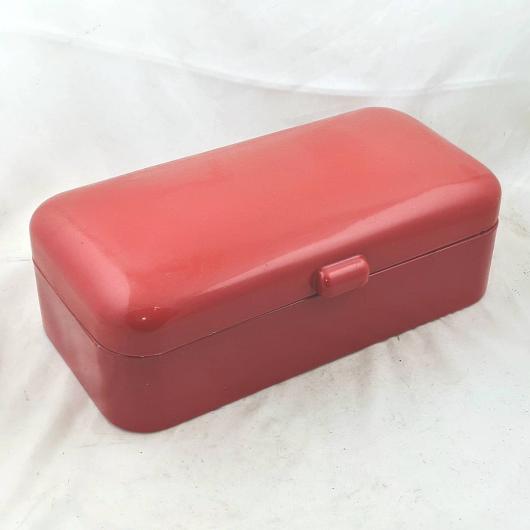 Enamel BREAD BOX Dutch Enamelware Breadbox Large Red Boite a Pain ...