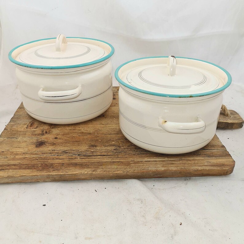 Vintage Dutch Enamelware Pan Set Camping Cookware Enamel - Etsy