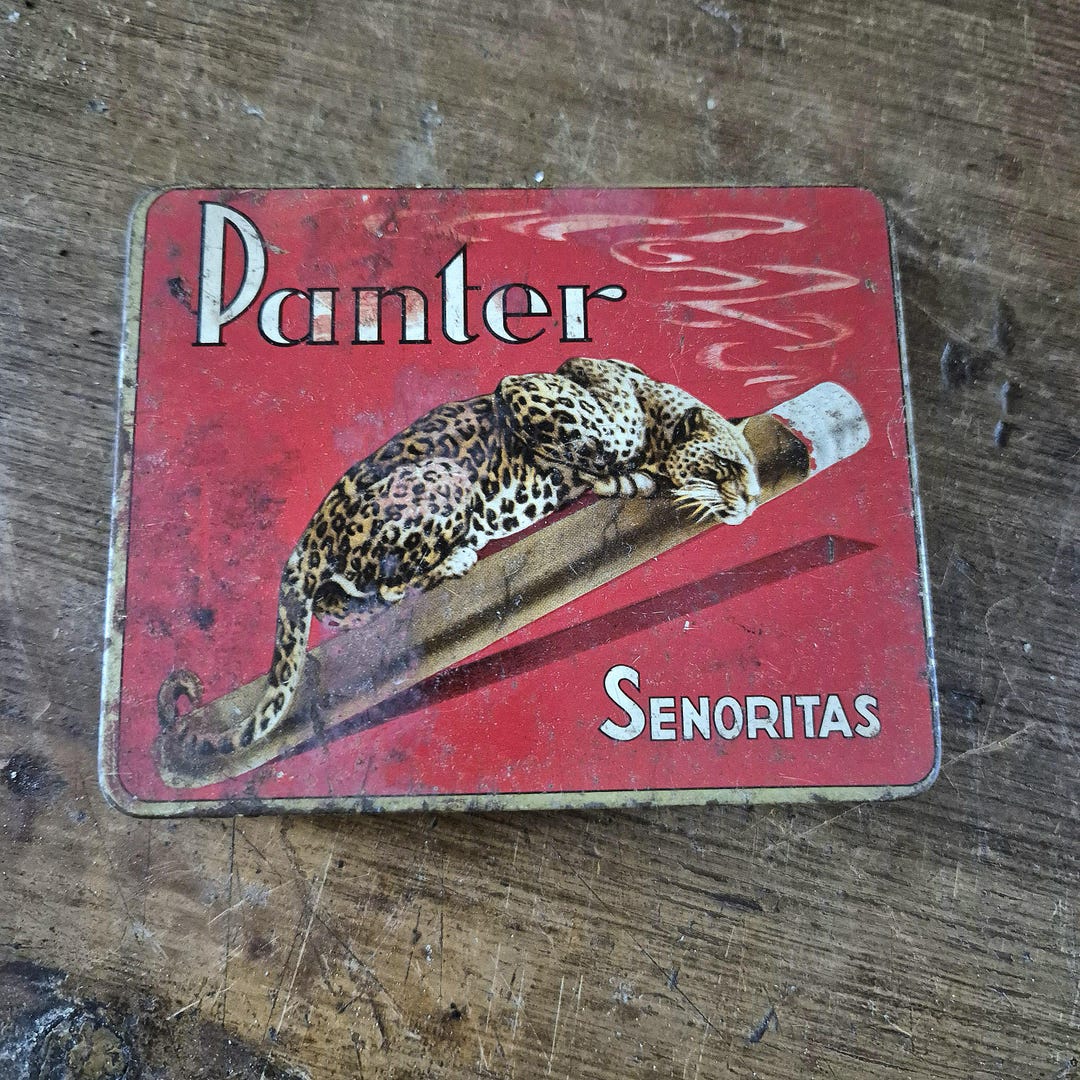 Vintage Panther Cigar Tobacco Tin Metal Box Case 1960s - Etsy