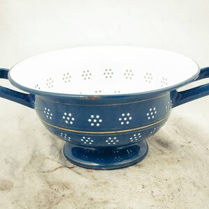 VINTAGE Dutch COLANDER Enamel Blue Petrolblue Enamelware - Etsy