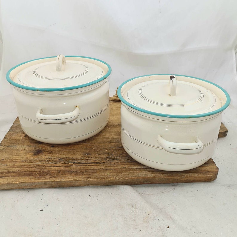 Vintage Dutch Enamelware Pan Set Camping Cookware Enamel - Etsy