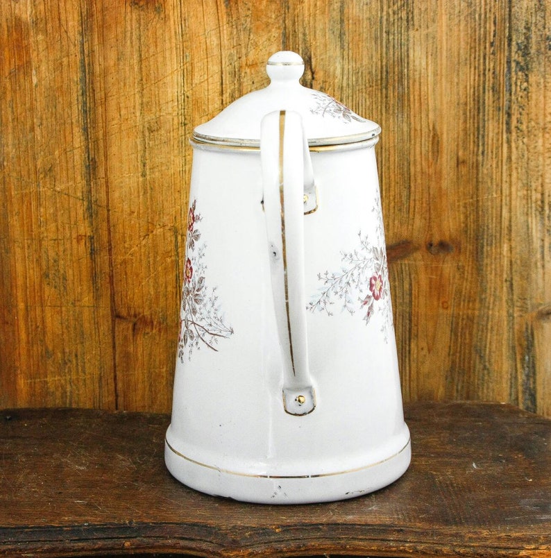 Vintage EnamelwareCoffee pot Austria Enamel tea pot floral | Etsy