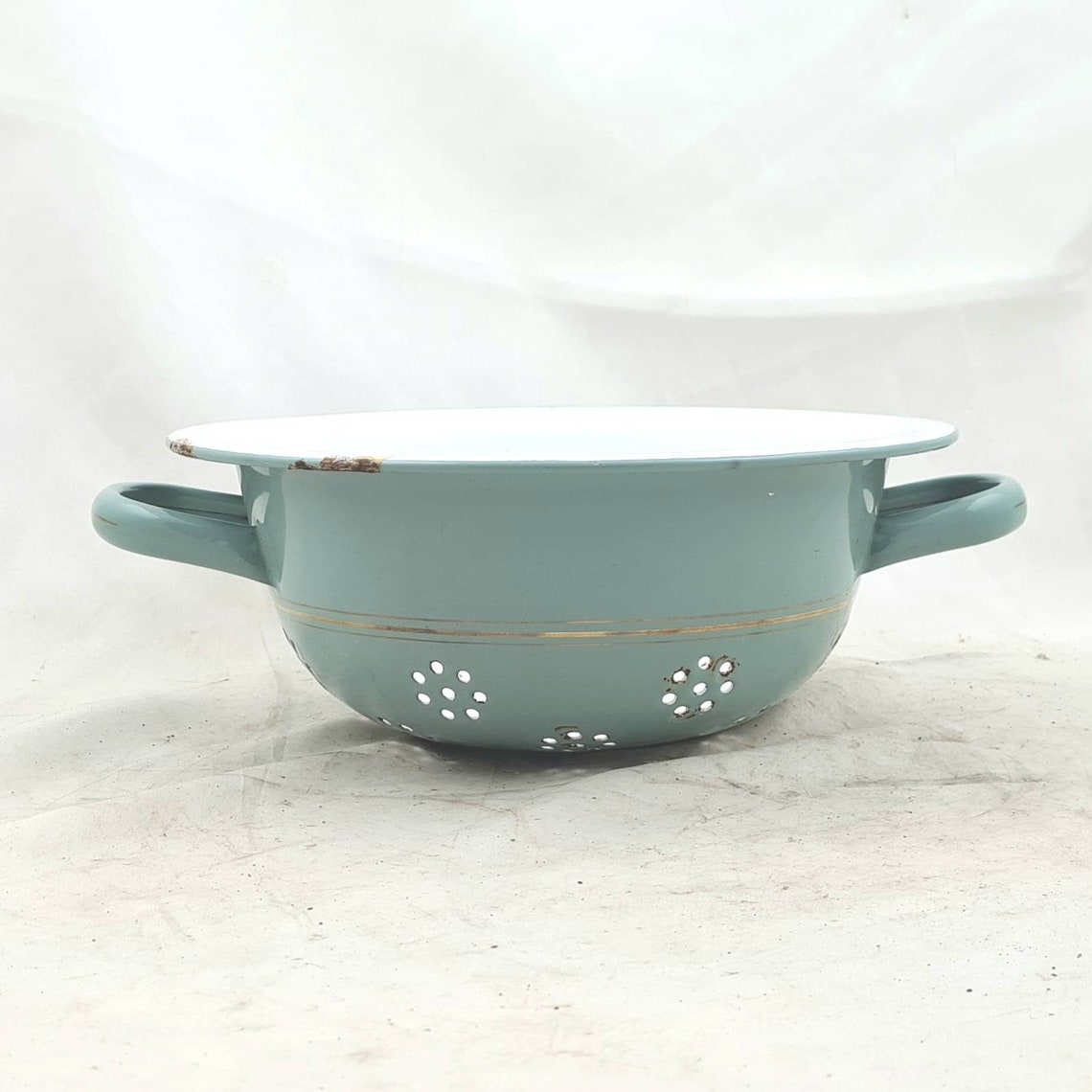 VINTAGE Dutch COLANDER Enamel Mintgreen Enamelware Graniteware - Etsy