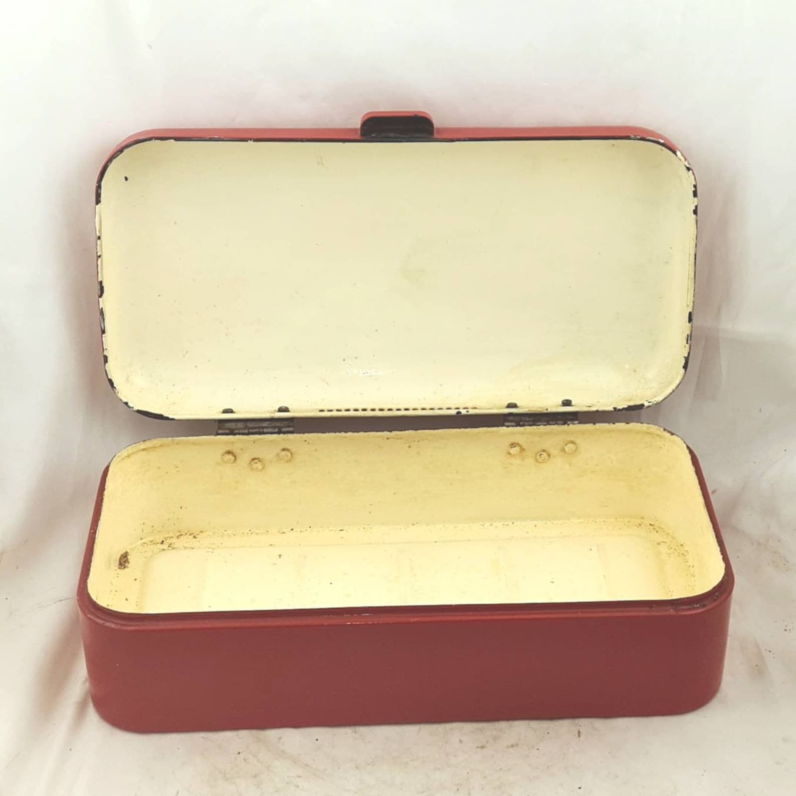 Enamel BREAD BOX Dutch Enamelware Breadbox Large Red Boite a Pain ...
