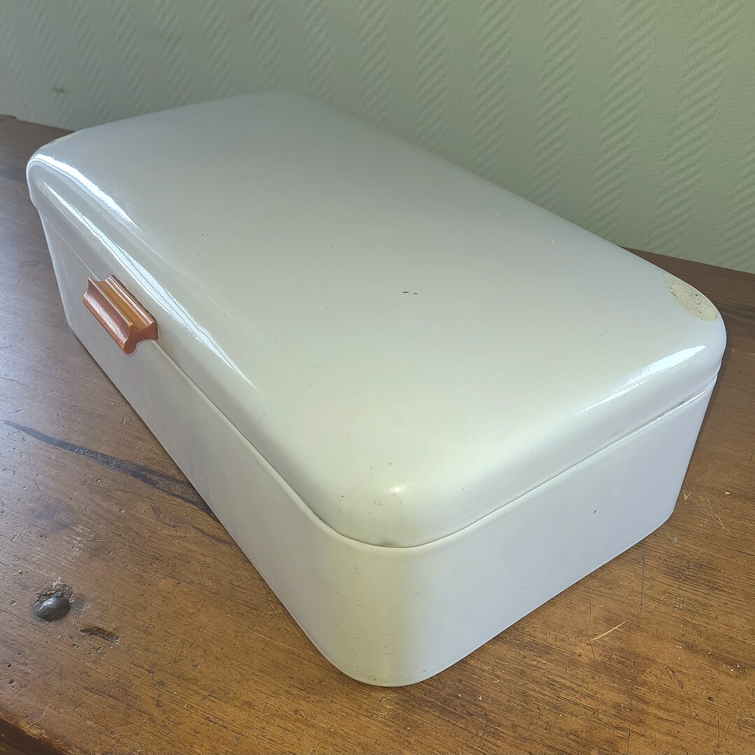 Enamel BREAD BOX DUTCH Enamelware Breadbox Large Boite a Pain Emaillee ...
