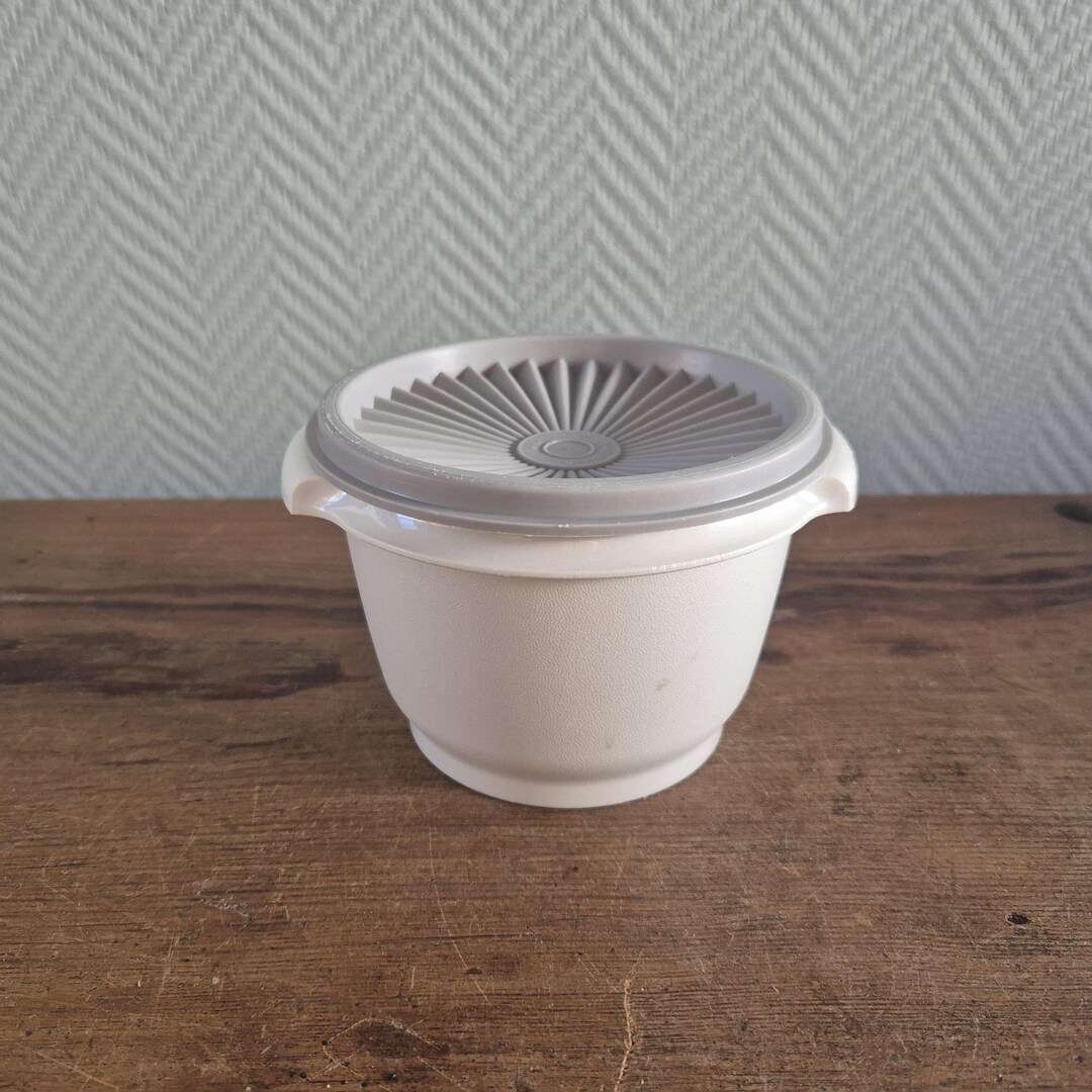 Vintage Tupperware Bowl With Lid White Gray Camping Jar Canister ...