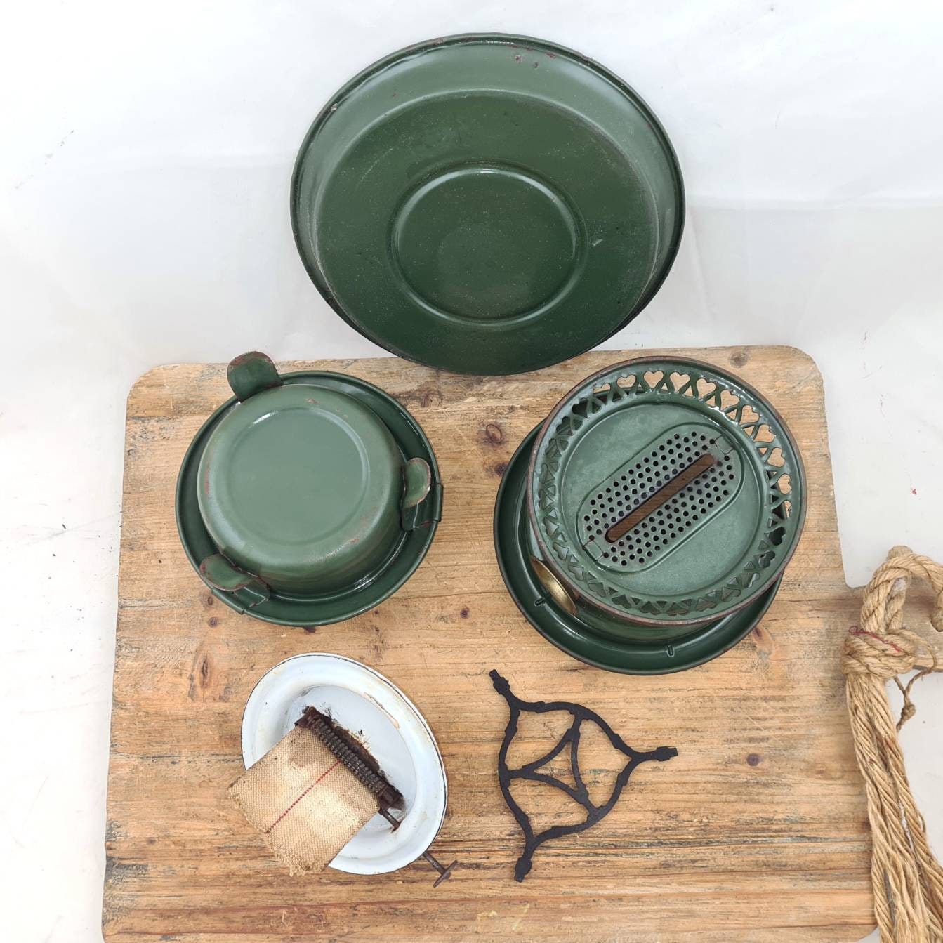 Vtg HALLER Enamelware Stove Kerosene 1-wick Enamel Camping Cooker ...