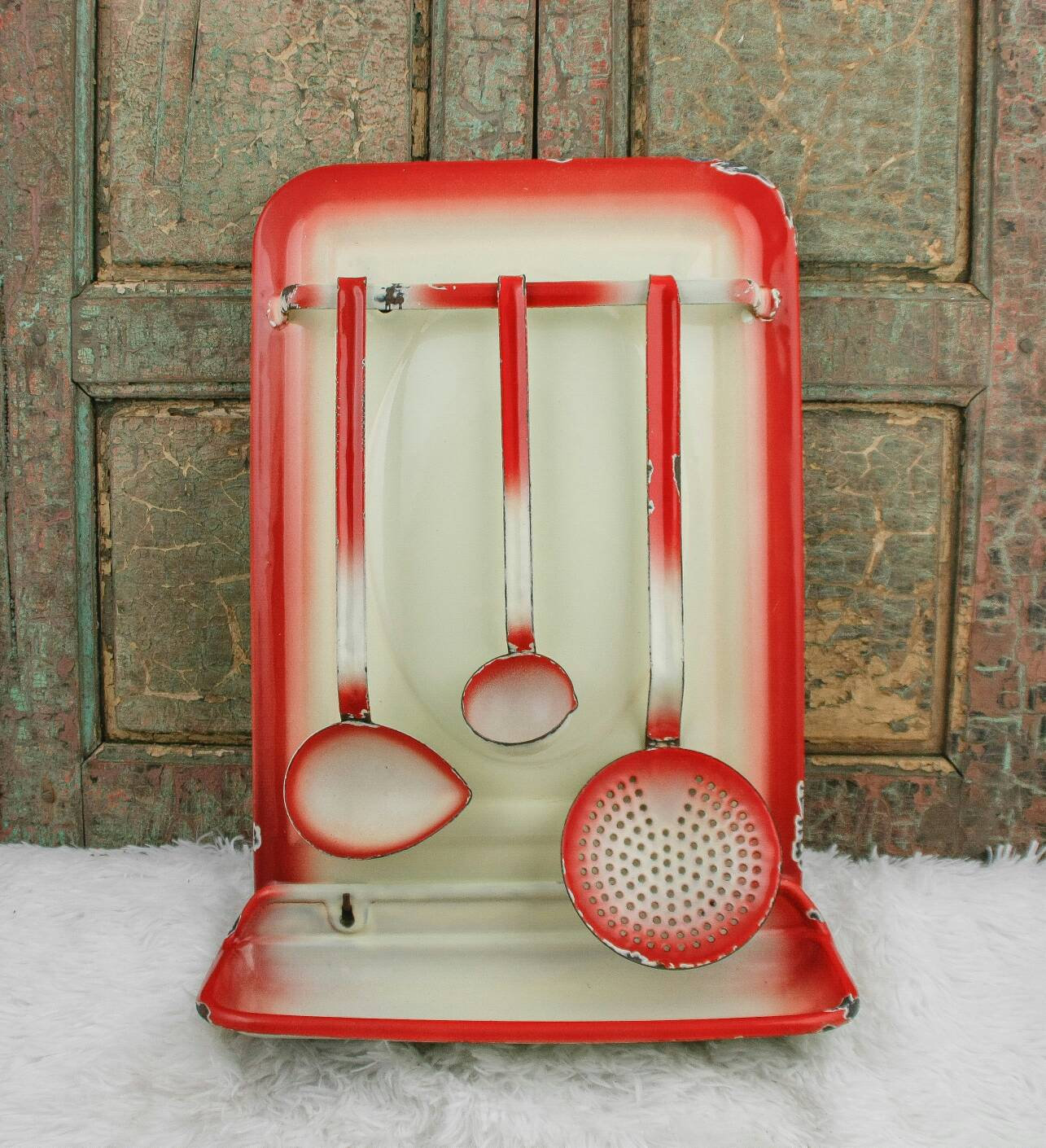 Dutch Enamel Spoon Utensils Rack With Spoons Enamelware Wall - Etsy