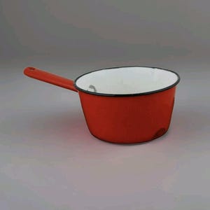 Vintage Enamelware Cooking Pan Red Enamel Cooker Enamel Saucepan - Etsy
