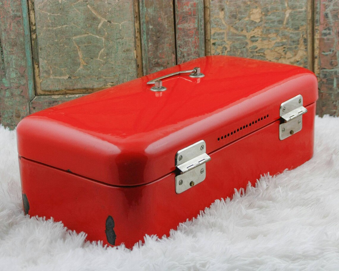 Vintage Enamel Bread Box Enamelware Bin Food Storage Container - Etsy
