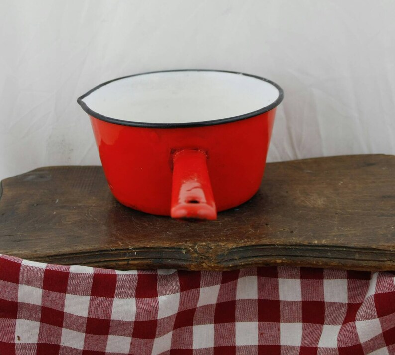 Vintage Enamelware Cooking Pan Red Enamel Cooker Emaille Steelpan - Etsy