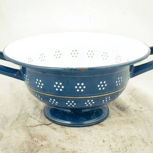 VINTAGE Dutch COLANDER Enamel Blue Petrolblue Enamelware - Etsy