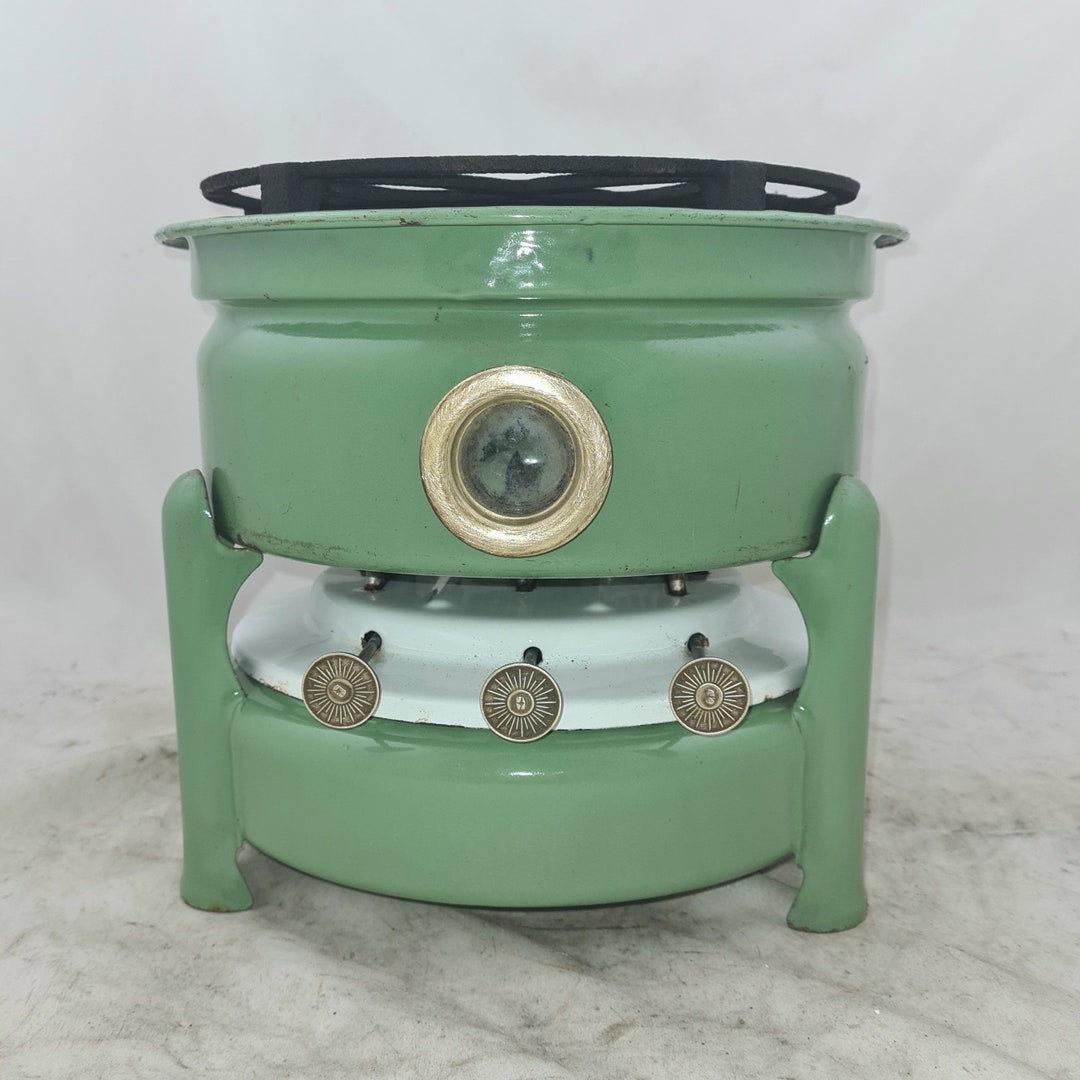 Vtg. Enamelware Stove Kerosene 3-wick Enamel Camping Cooker Paraffin ...