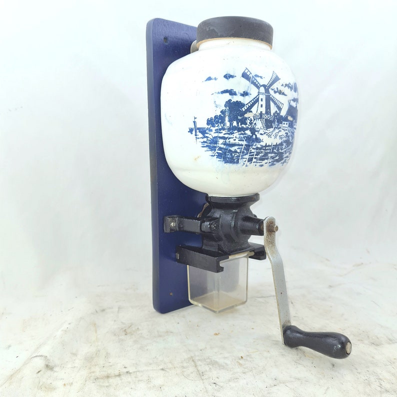 Vintage DELFT BLUE Wall Mounted Coffee Mill Grinder Moulin Cafe ...
