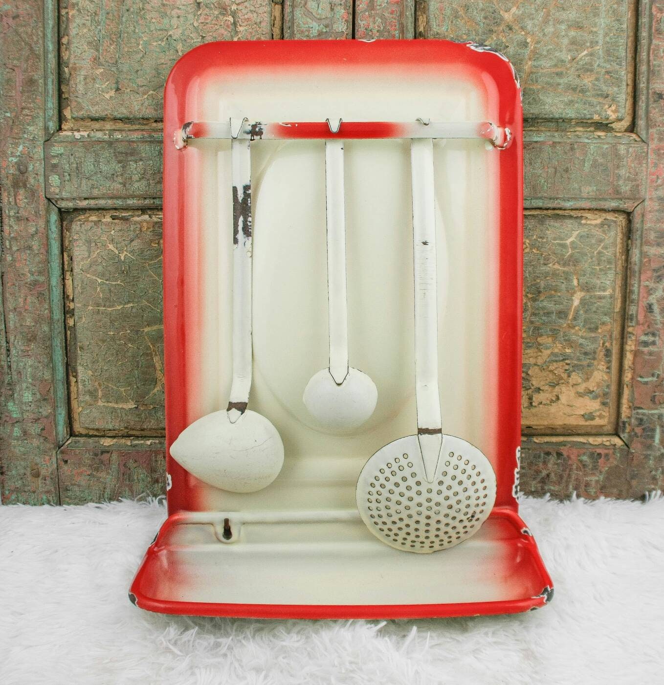 Dutch Enamel Spoon Utensils Rack With Spoons Enamelware Wall - Etsy