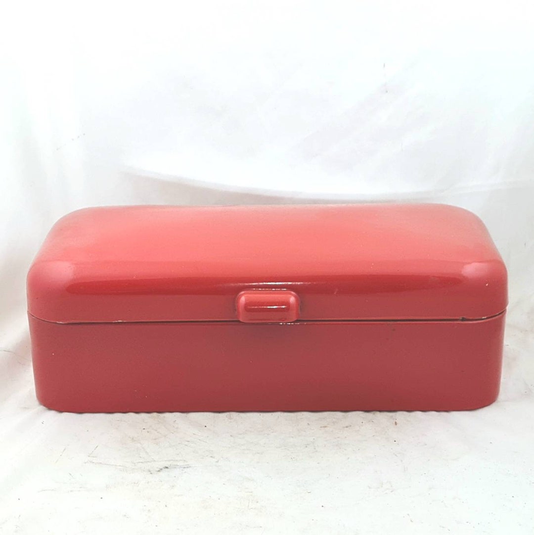 Enamel BREAD BOX Dutch Enamelware Breadbox Large Red Boite a Pain ...