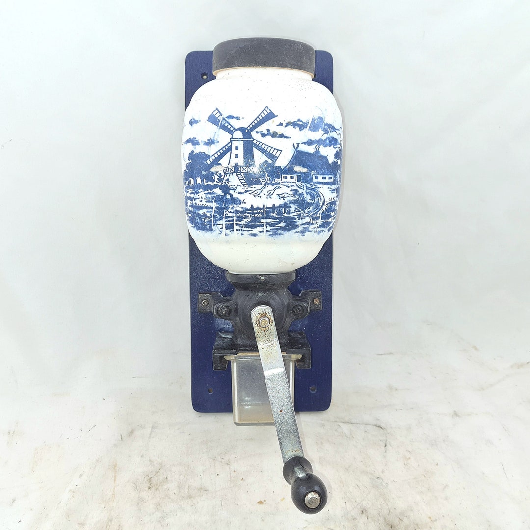 Vintage DELFT BLUE Wall Mounted Coffee Mill Grinder Moulin Cafe ...