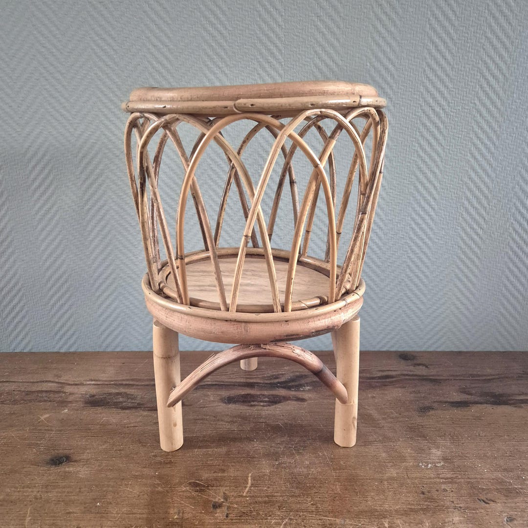 Vintage BAMBOO Rattan Plant Stand Flower Pot Holder Rack Decorative ...