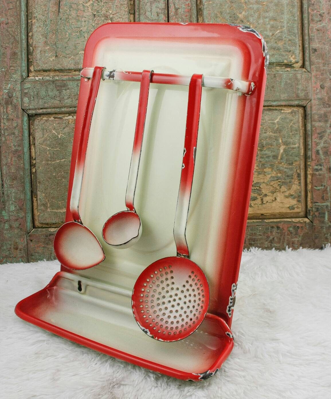 Dutch Enamel Spoon Utensils Rack With Spoons Enamelware Wall - Etsy