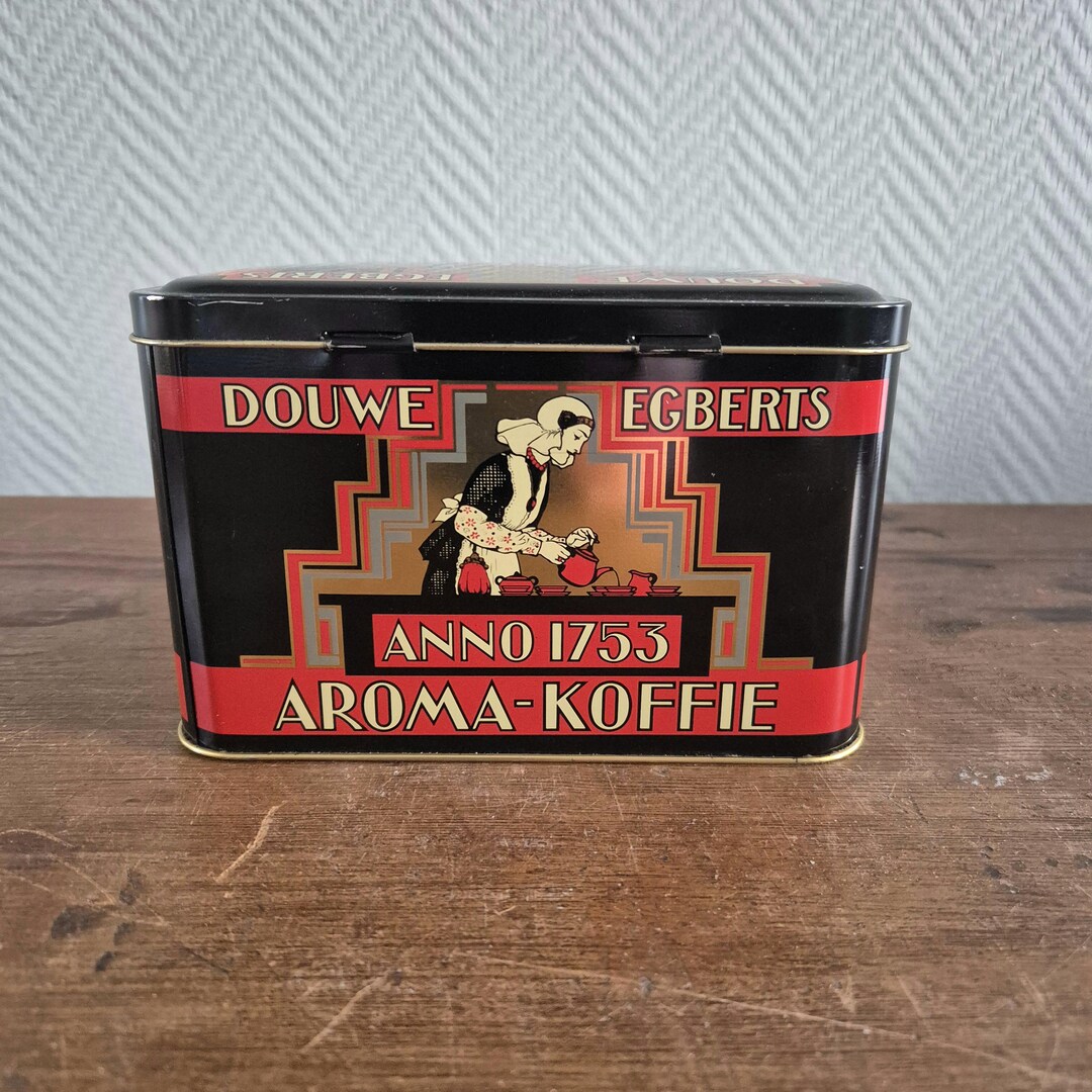 Vtg. DOUWE EGBERTS Coffee Koffie Old Box Bin Jar Canister Container ...