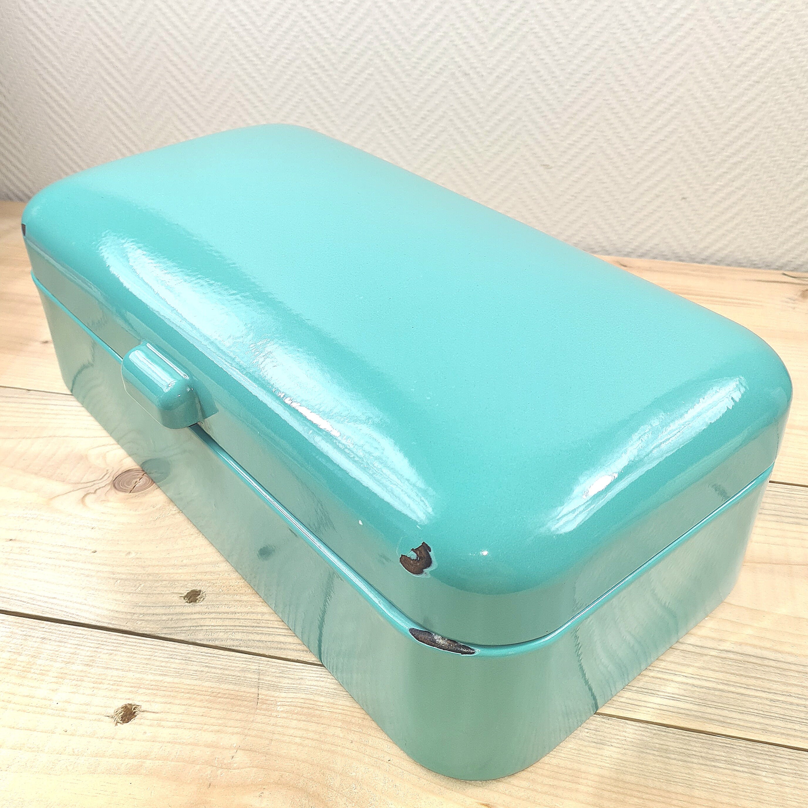 Enamel BREAD BOX DUTCH Enamelware Breadbox Large Boite a Pain Enamel ...