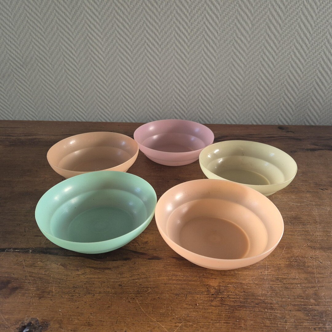 5 Set Tupperware Vintage Retro Plastic Bowls Colorful Pastel Dish Tub ...