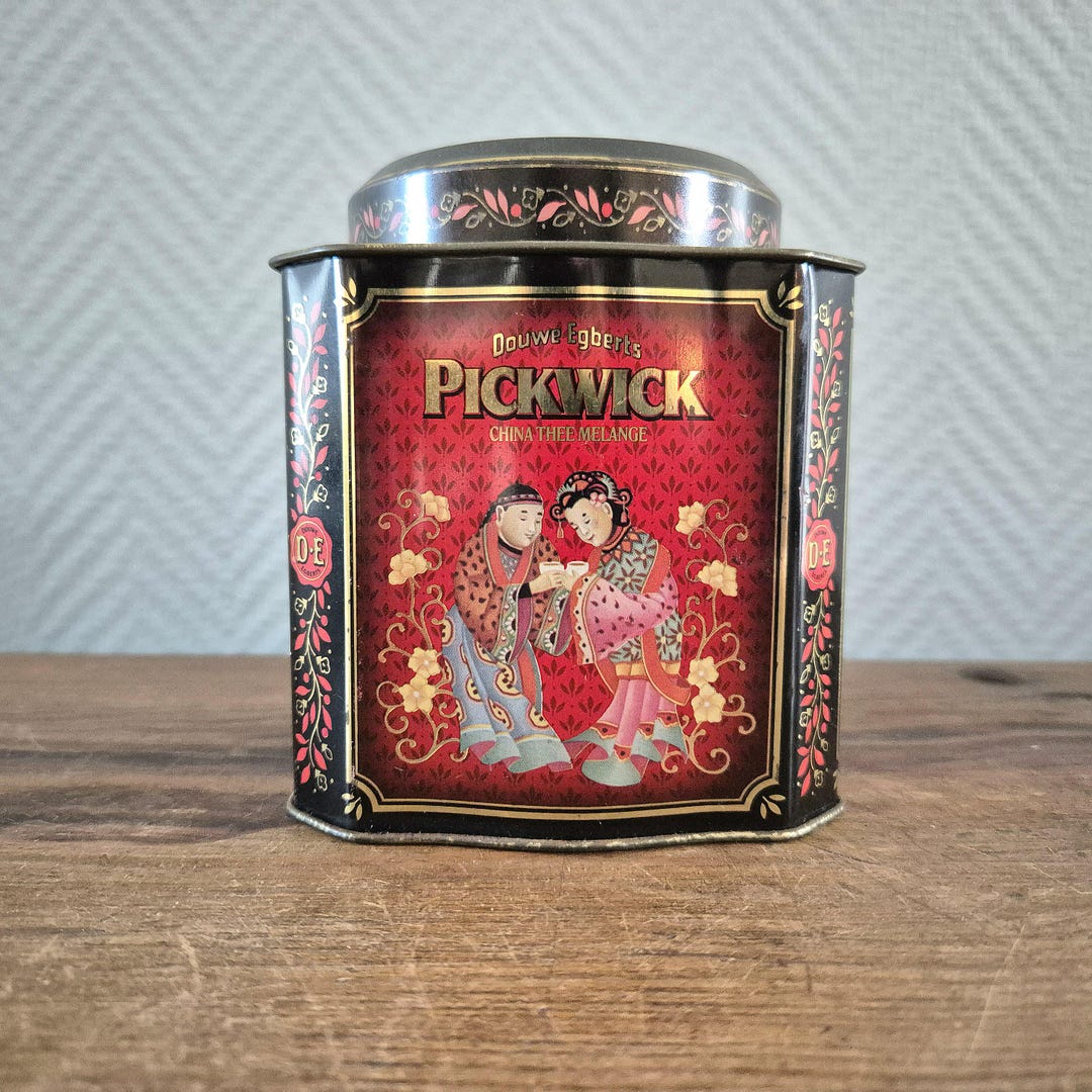Vintage PICKWICK DOUWE Egberts Tea Box Dutch Tin Canister Jar Storage ...