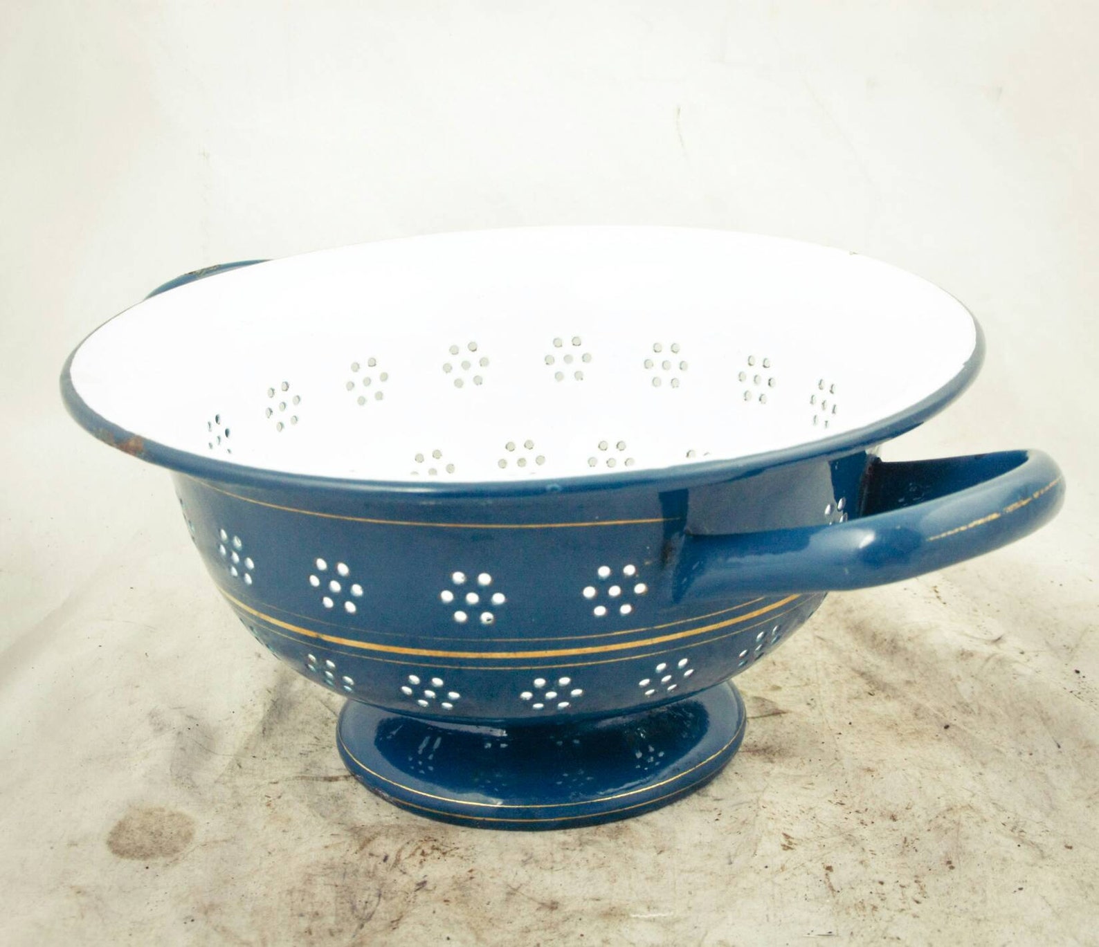 VINTAGE Dutch COLANDER Enamel Blue Petrolblue Enamelware - Etsy