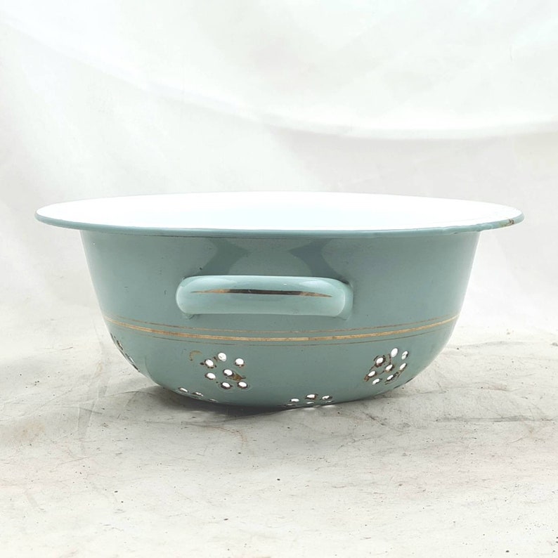 VINTAGE Dutch COLANDER Enamel Mintgreen Enamelware Graniteware - Etsy