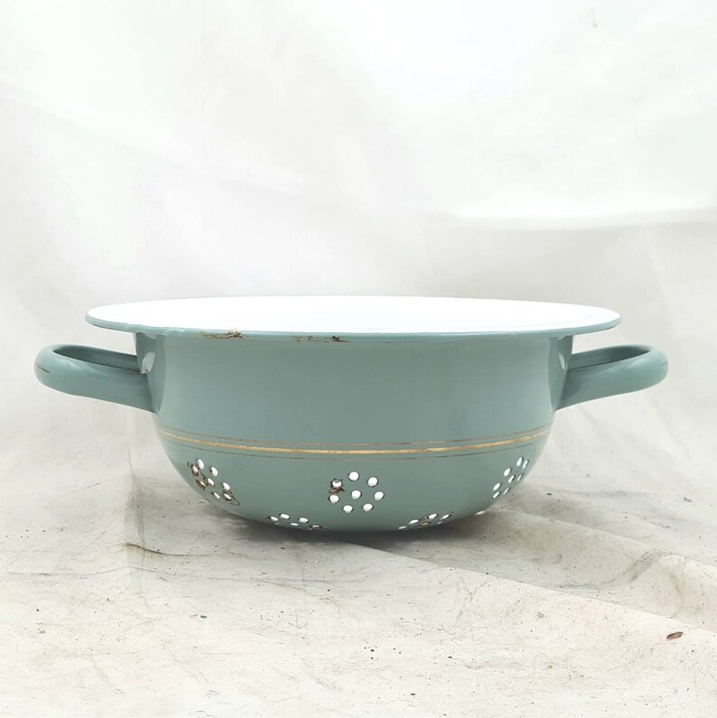VINTAGE Dutch COLANDER Enamel Mintgreen Enamelware Graniteware - Etsy