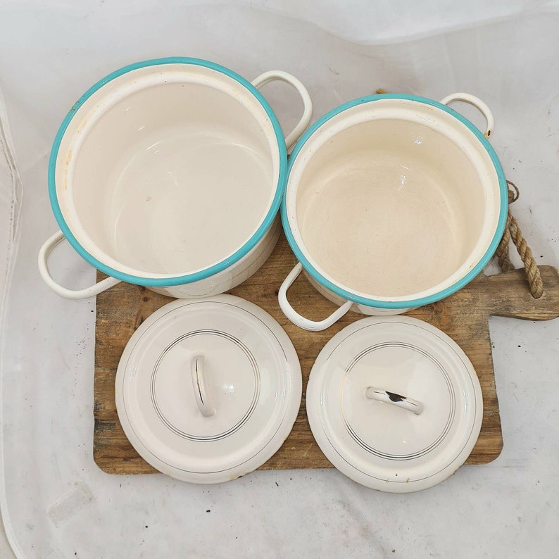 Vintage Dutch Enamelware Pan Set Camping Cookware Enamel - Etsy